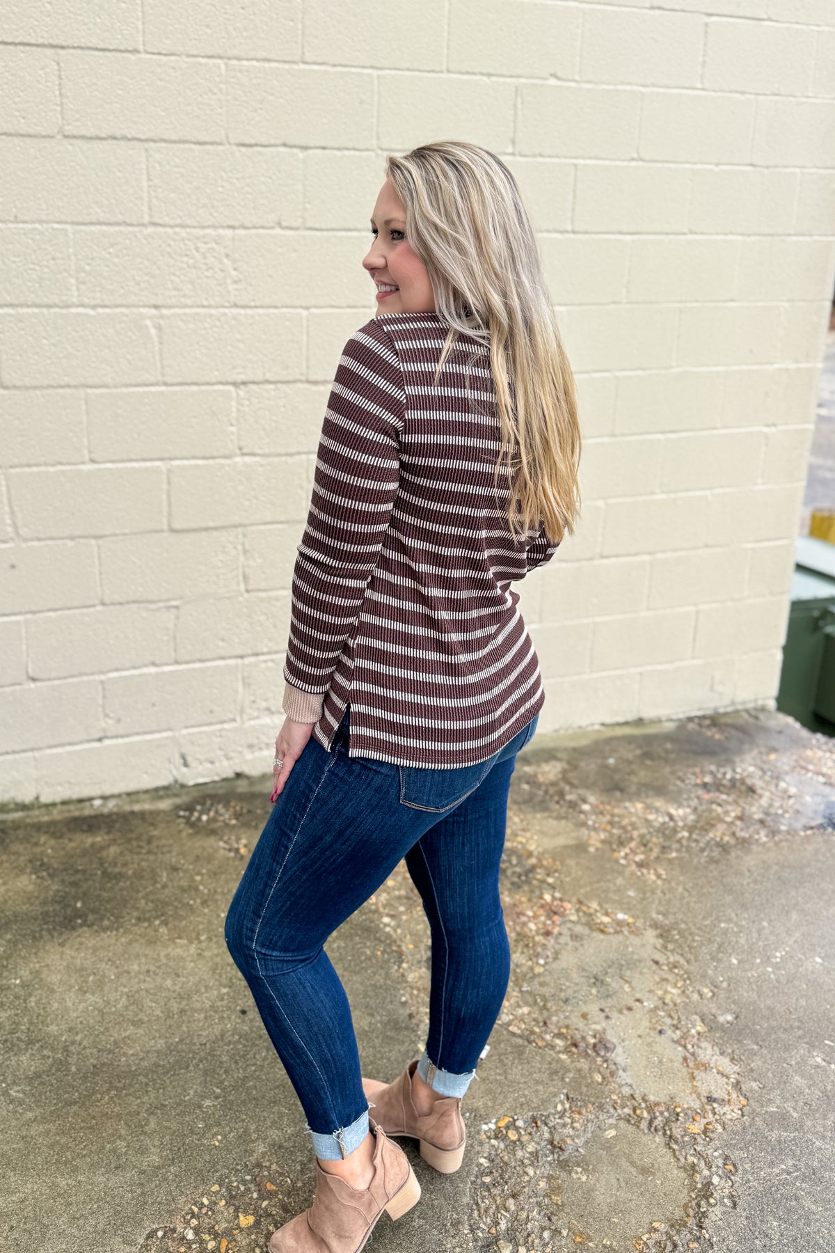 The Perfect Stripe Ribbed Top, Brown | Sew Southern Designs