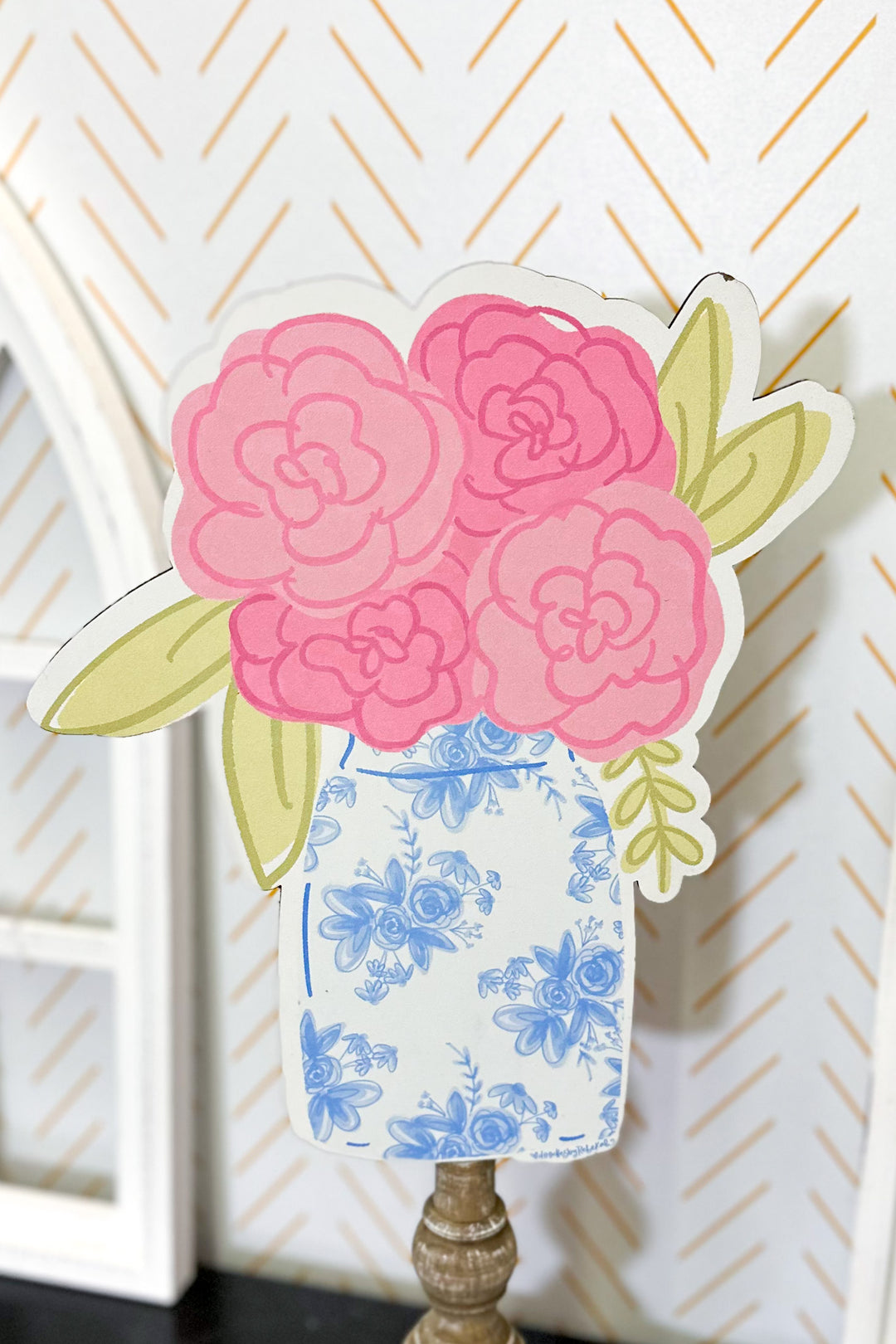 Patterned Topper, Blue Floral Vase | Sew Southern Designs