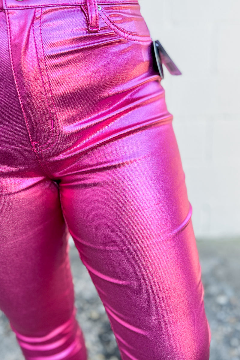 YMI Metallic Skinny Jeans, Hot Pink – Sew Southern Designs