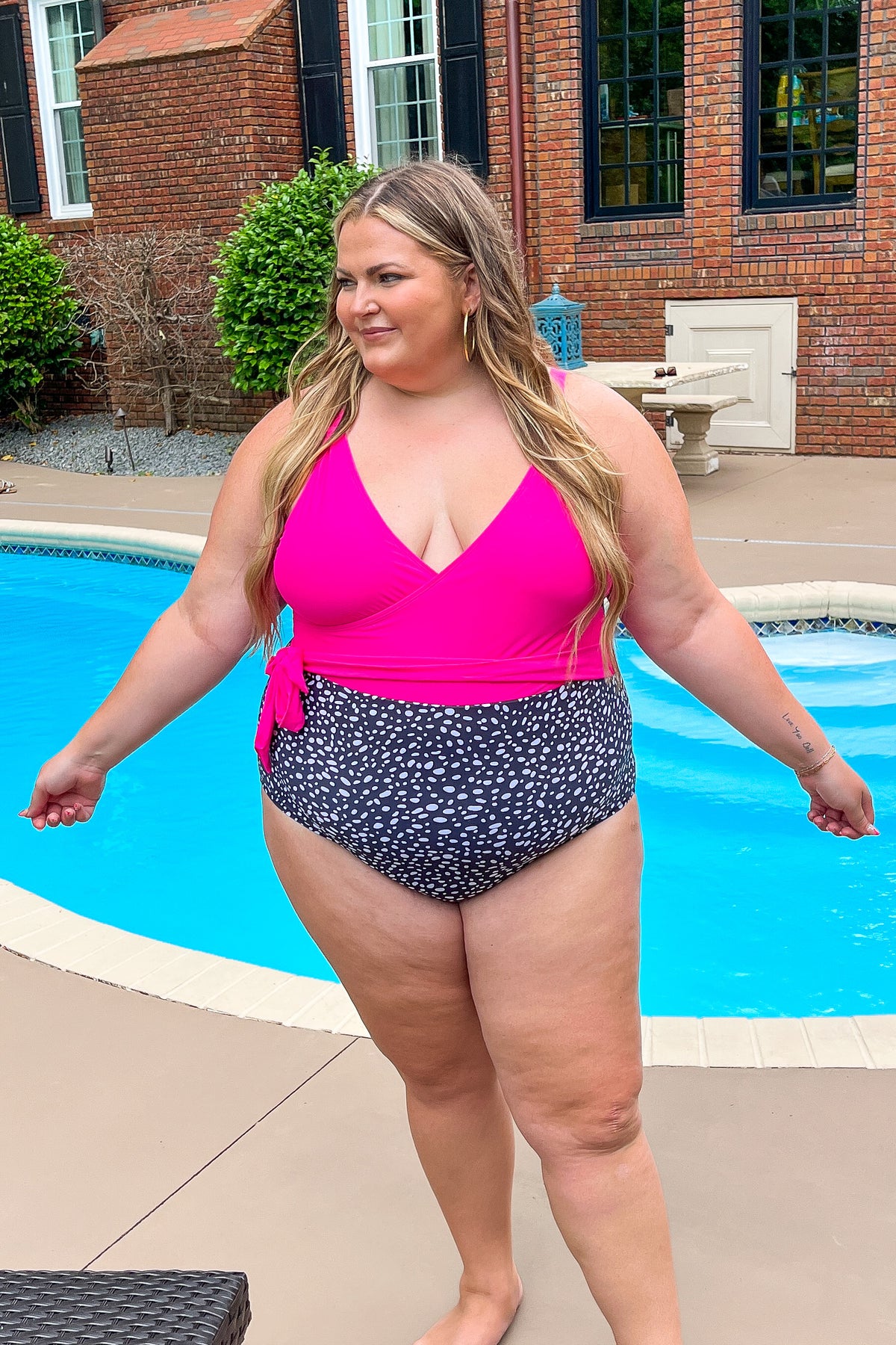 Beach Party One Piece Swimsuit Hot Pink Black Sew Southern Designs