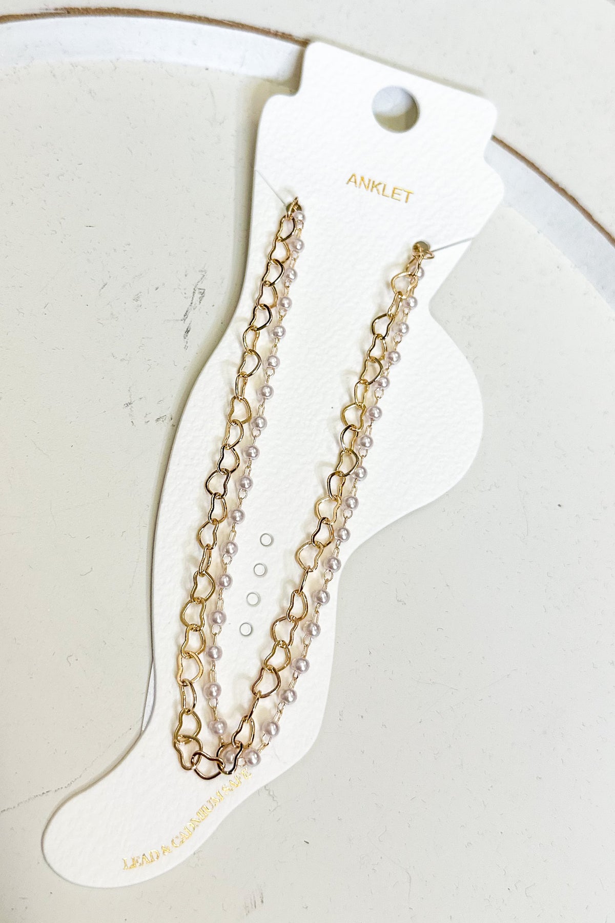 2 Stand Anklet with Pearl and Heart Shaped Chain Link | Sew Southern ...