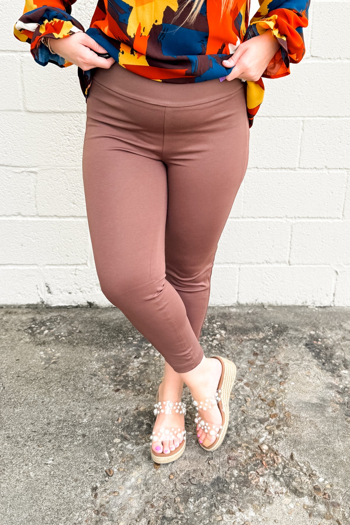 26" Magic Ankle Crop Skinny Pants, Dark Brown | Sew Southern Designs