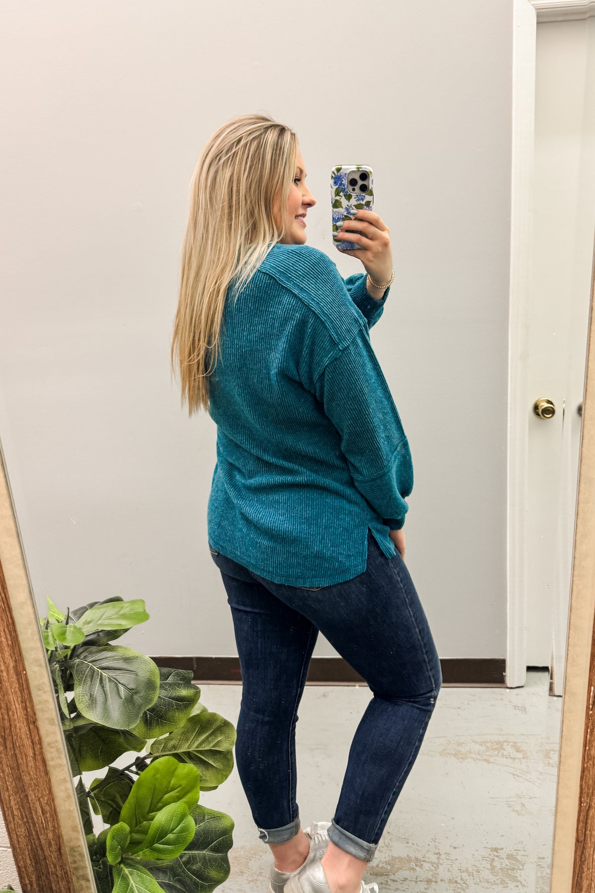 RESTOCK | The Alexa Henley Top, Teal | Sew Southern Designs