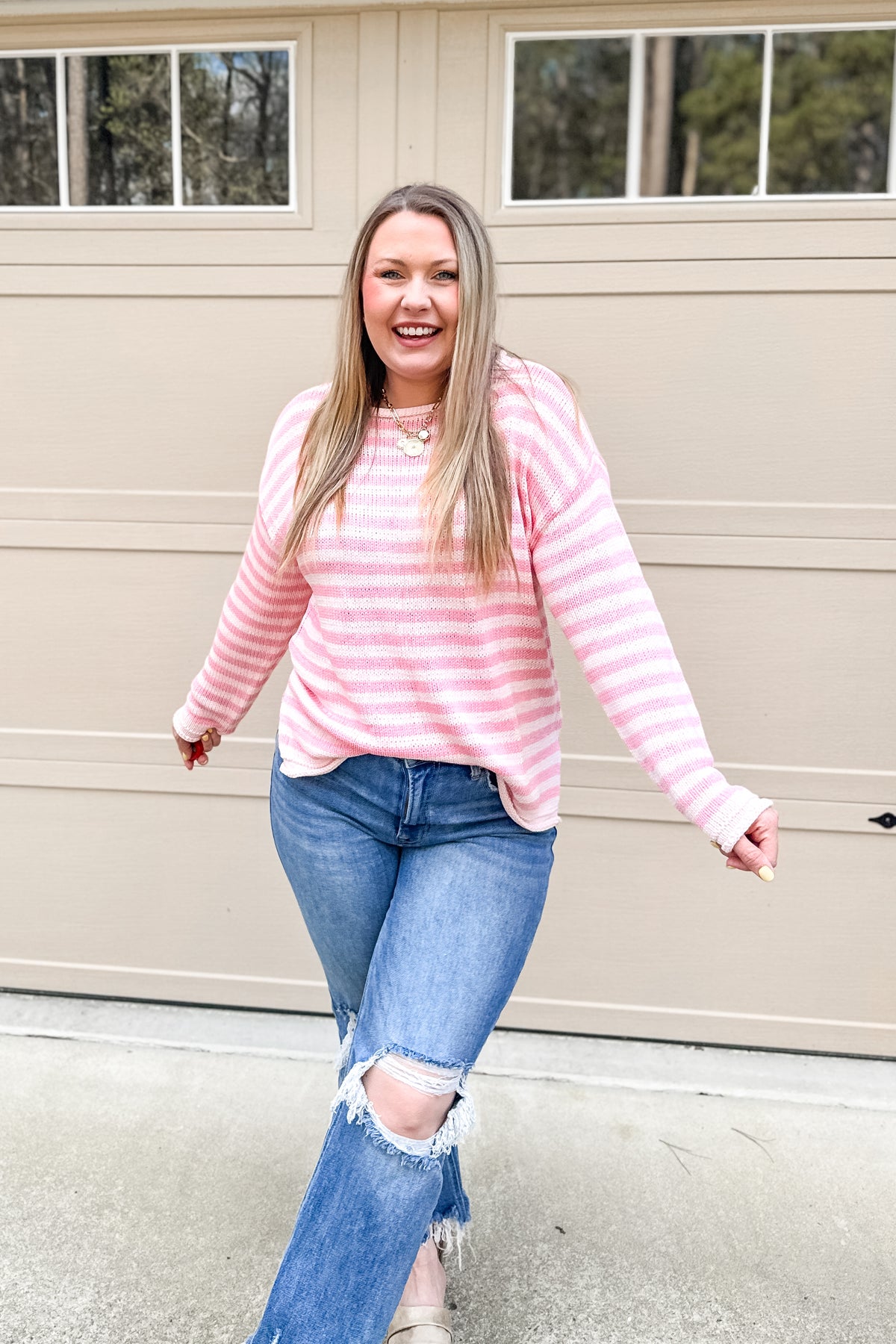 Between The Lines Pink Stripe Sweater | Sew Southern Designs