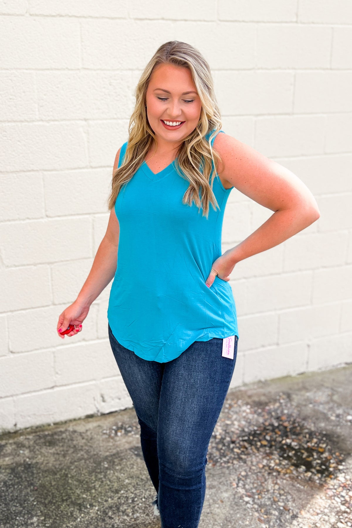 DEAL | Terri V-Neck Tank Top, Ice Blue | Sew Southern Designs