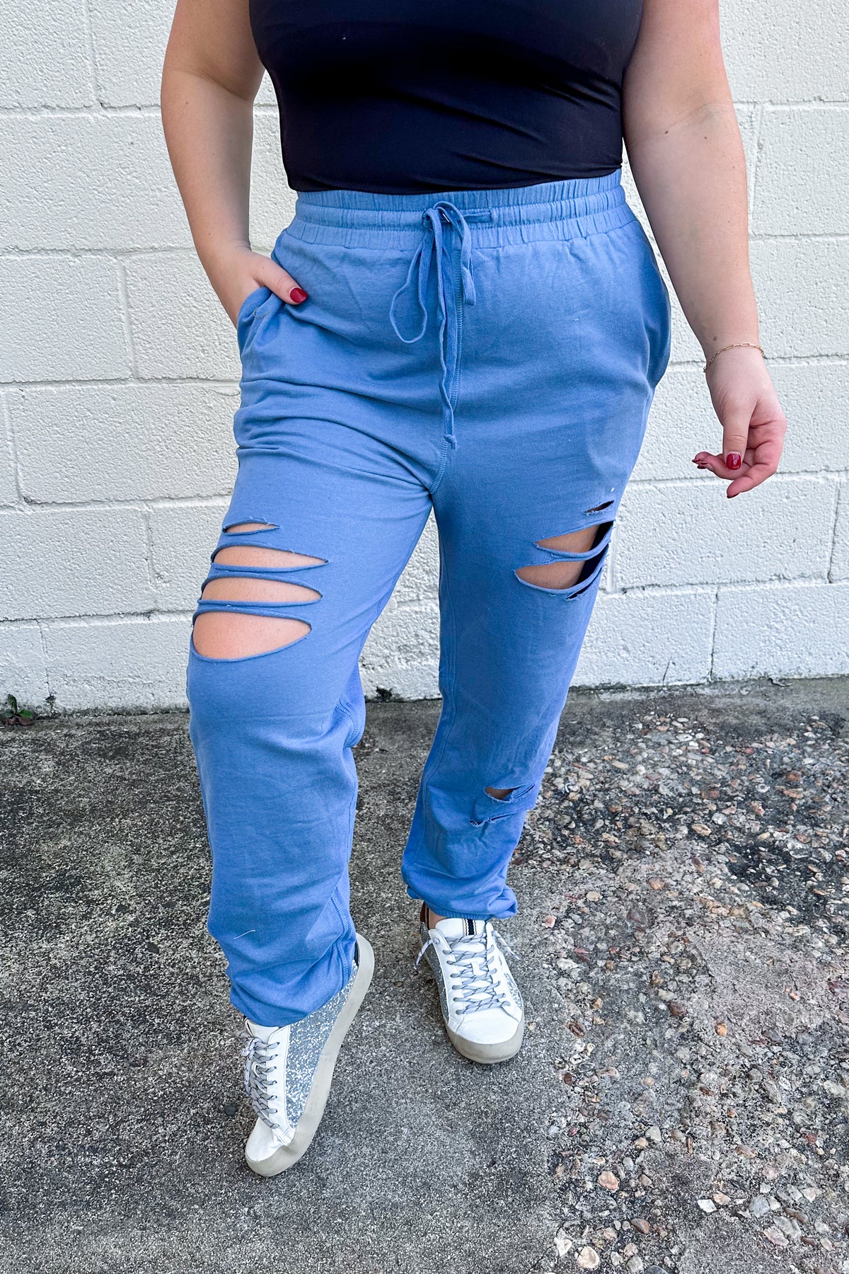 Comfort Zone Distressed Jogger Pants | Sew Southern Designs