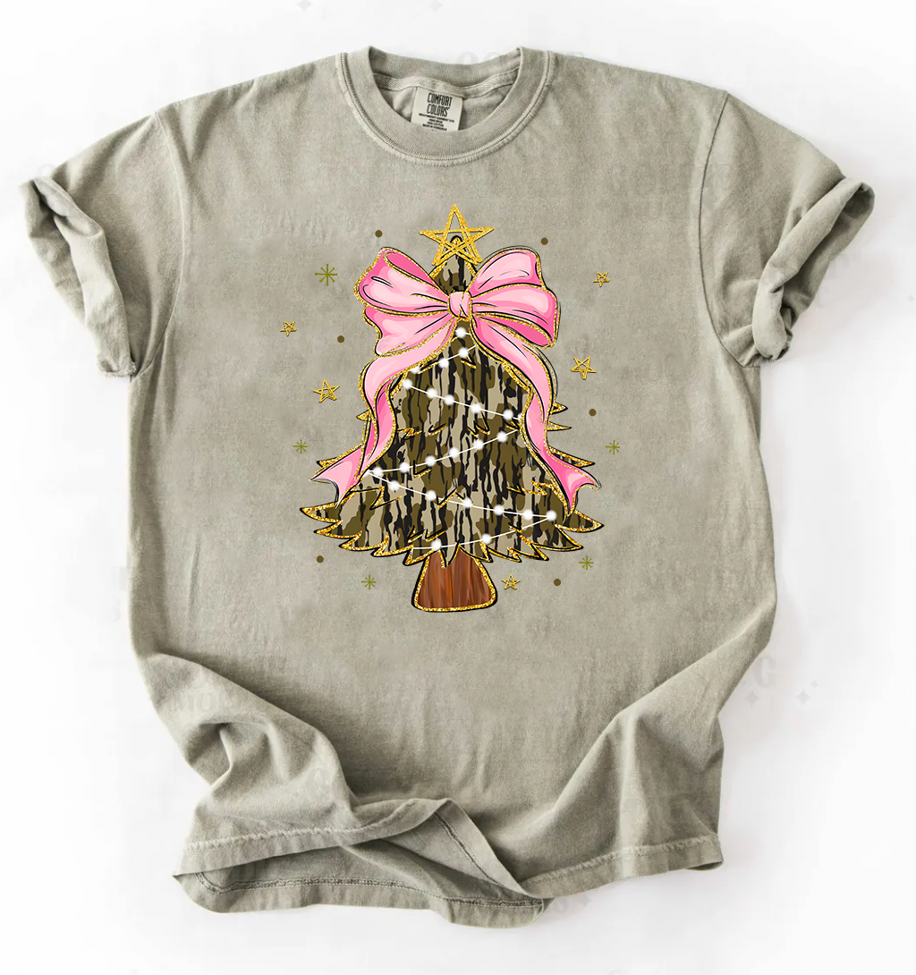 Camo Christmas Tree Graphic Tee, Sandstone | Sew Southern Designs